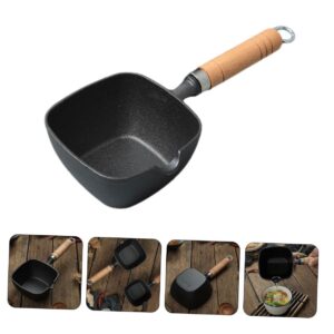 BRIGHTFUFU Square Small Iron Pot with High Heat Oil Mini Pancake Pan Induction Pans for Cooking Omlette Pan Milk Steaming Frying Pan Non Stick Pans Cooking Pans Nonstick Egg Hot Pot Wooden