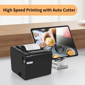 Rongta POS Receipt Printer, 80mm Thermal Printer, ESC/POS, Restaurant Kitchen Printer with Auto Cutter Support Cash Drawer,USB Serial Ethernet Receipts Printer for Small Business (RP326-USE)