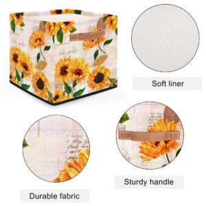 13x13x13 Storage Cube Bins Fashion Sunflower Storage Cubes 13 inch Collapsible Storage Bins Cubby Storage Baskets for Organizing Shelf Cabinet Bookcase Boxes