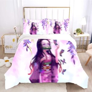 febricold 3 pcs anime comforter bedding set soft 1 quilt cover 2 pillowcases lightweight cartoon cute anime merch gifts for women men adults 68""x86"", twin