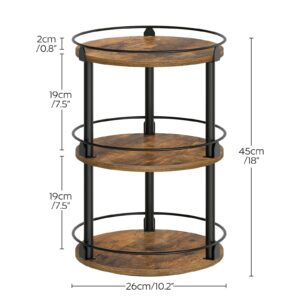 YATINEY 3-Tier Lazy Susan Organizer, Rotating Spice Rack, Spinning Organizer, Industrial Turntable Spice Rack Organizer for Cabinet, Kitchen Countertop, Pantry, Rustic Brown and Black SR23BR