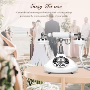 GFDQNABM Wedding Phone Guest Book,Audio Guestbook,Vintage Wedding Guestbook Alternative,Polaroid Audio Phone Guest Book for Wedding Baby Shower Retirement Graduation Birthday Party & More!（White）