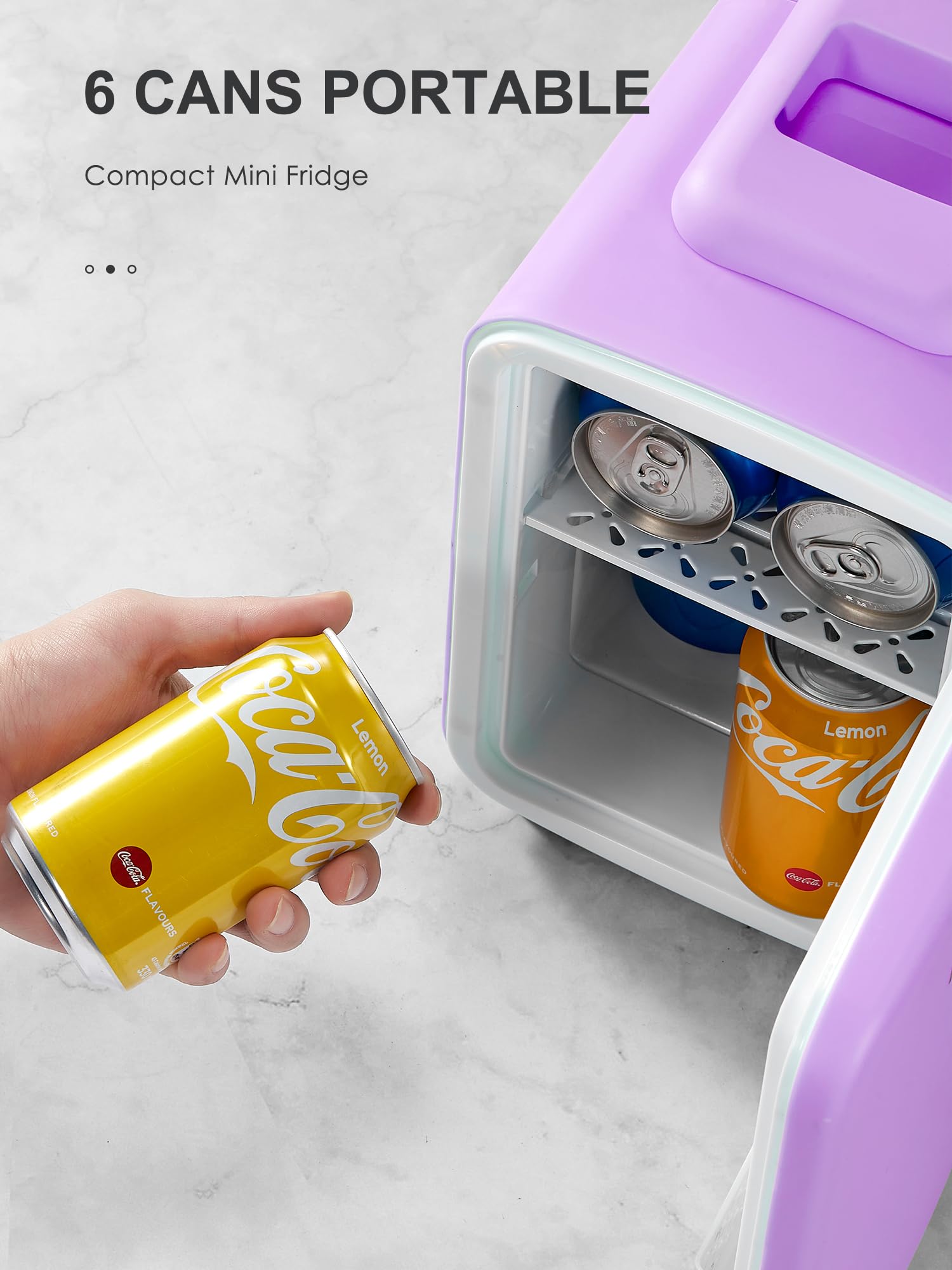 Mini Fridge, 3.7 Liter/6 Can Portable Cooler and Warmer Personal Refrigerator for Skin Care, Cosmetics, Beverage, Food,Great for Bedroom, Office, Car, Freon-Free (Purple)