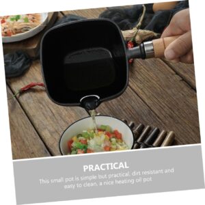 BRIGHTFUFU Square Small Iron Pot with High Heat Oil Mini Pancake Pan Induction Pans for Cooking Omlette Pan Milk Steaming Frying Pan Non Stick Pans Cooking Pans Nonstick Egg Hot Pot Wooden