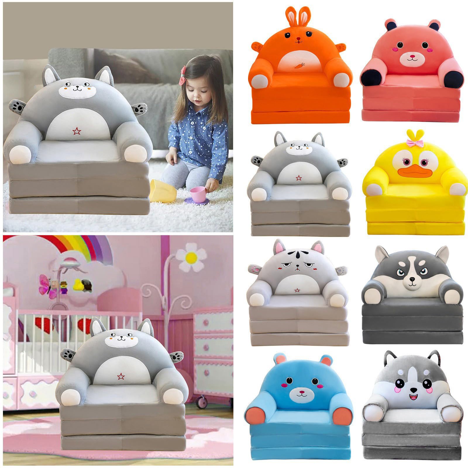 Cushion Plush Sofa, Foldable Sofa Cushion Plush 2 in 1 Lounger Bed Cushion Plush Sofa (H)