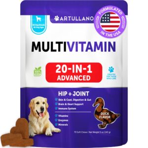 dog vitamins - chewable dog multivitamin treats - dog multivitamins for immunity, mobility, gut, skin - 70 pet joint support chews - senior & puppy multivitamin for dogs - joint supplement for dogs