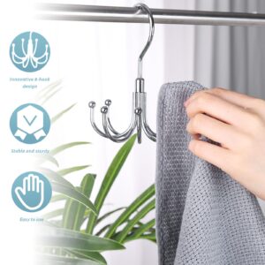 HAKDAY Belt Hangers Silver, Rotatable Belt Rack Closet Organizer,Maximum 48 Storage Capacity,Hanging Holder Storage Hook for Belt,Bra,Tank Top,Tie,Scarf,Purse(Silver，2pcs)