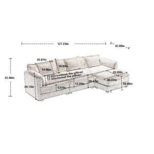 Eafurn L Shaped Convertible Modular Sectional Sofa with Reversible Chaise, 4 Seater Chenille Upholstered Comfy Corner Sofa&Couches with Solid Wood Legs for Living Room Furniture Sets