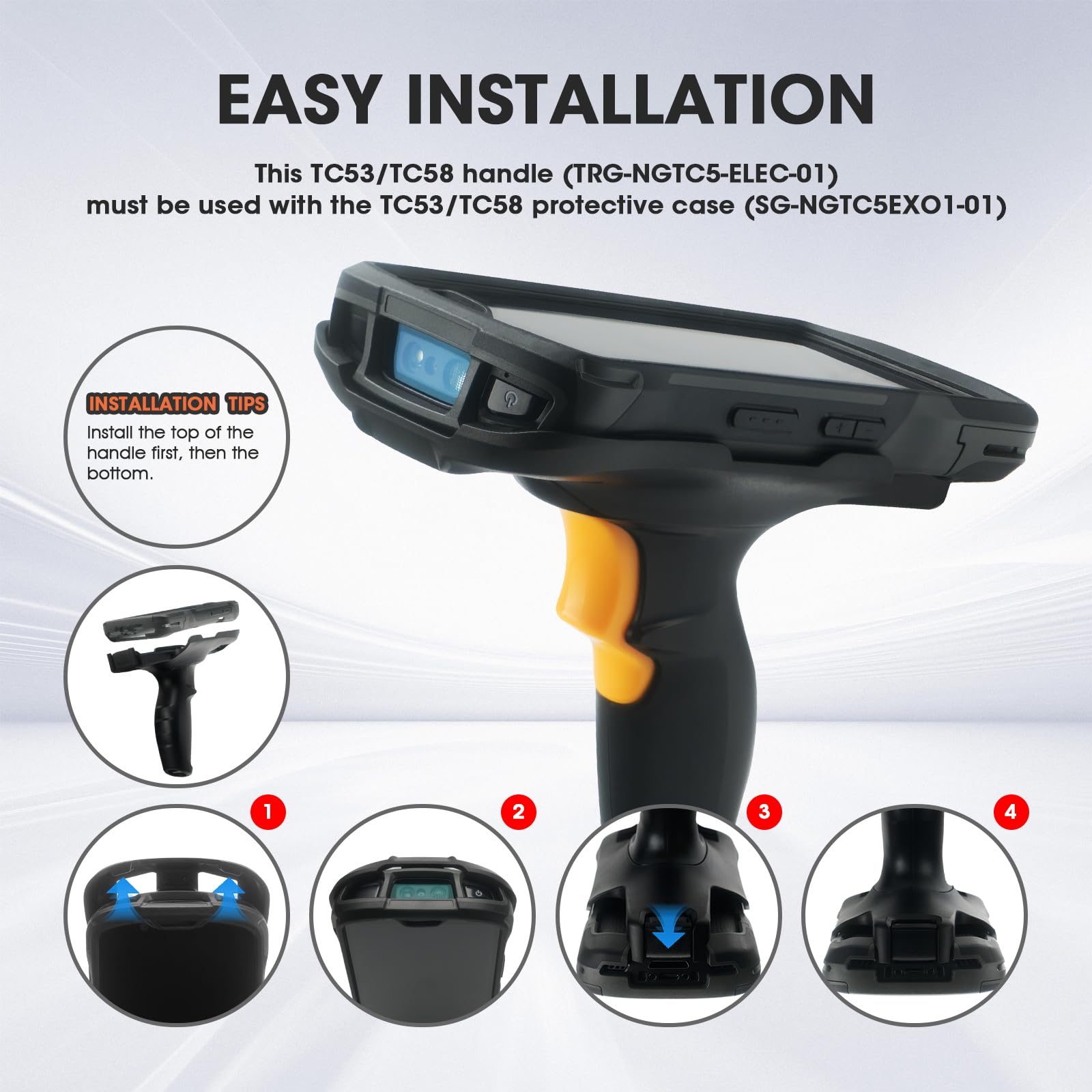 TC53 Trigger Handle for Zebra TC53 TC58 Handheld Barcode Scanner Mobile Computer (TRG-NGTC5-ELEC-01) - Requires Use with Rugged Protective Case (SG-NGTC5EXO1-01) for Safe Sensitive Scanning