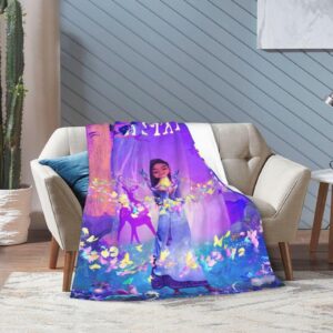 Cute Wish Asha Blankets for Girls Boys Ultra-Soft Lightweight Cozy Plush Flannel Throw Blanket for Couch Sofa Bed Living Room 50"X40"