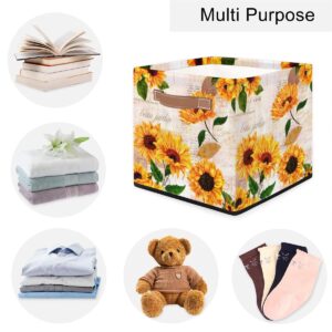 13x13x13 Storage Cube Bins Fashion Sunflower Storage Cubes 13 inch Collapsible Storage Bins Cubby Storage Baskets for Organizing Shelf Cabinet Bookcase Boxes