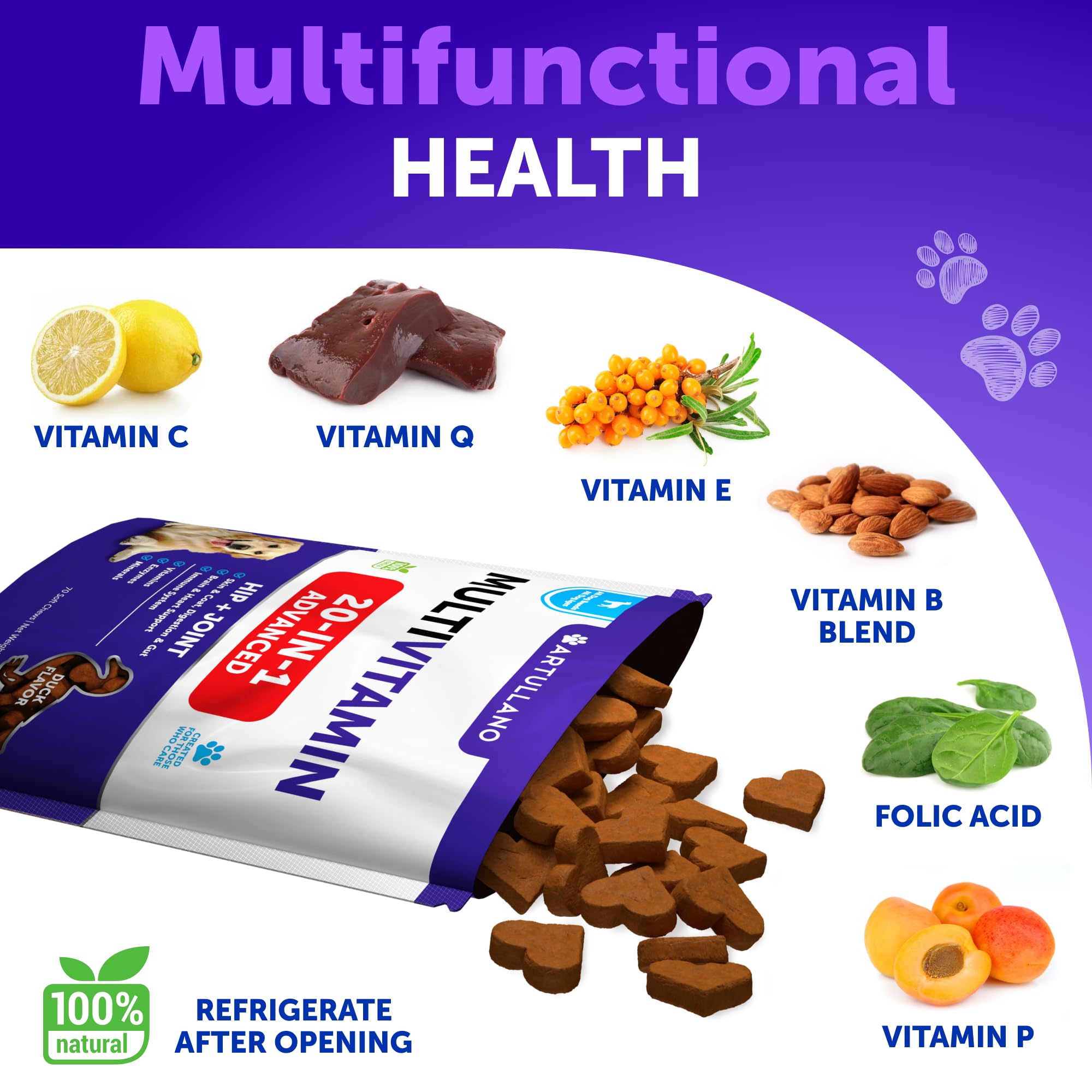 Dog Vitamins - Chewable Dog Multivitamin Treats - Dog Multivitamins for Immunity, Mobility, Gut, Skin - 70 Pet Joint Support Chews - Senior & Puppy Multivitamin for Dogs - Joint Supplement for Dogs