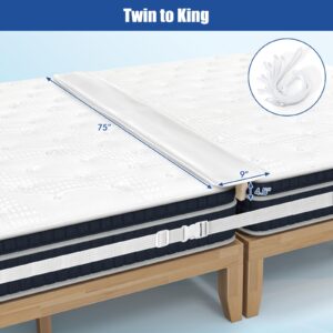 GOFLAME 9” Wide Bed Bridge Twin to King Converter Kit, Mattress Connector Kit with Adjustable Strap, Split King Gap Filler, Non-Slip Twin Beds Connector for Guests Stayovers, Easy Combine