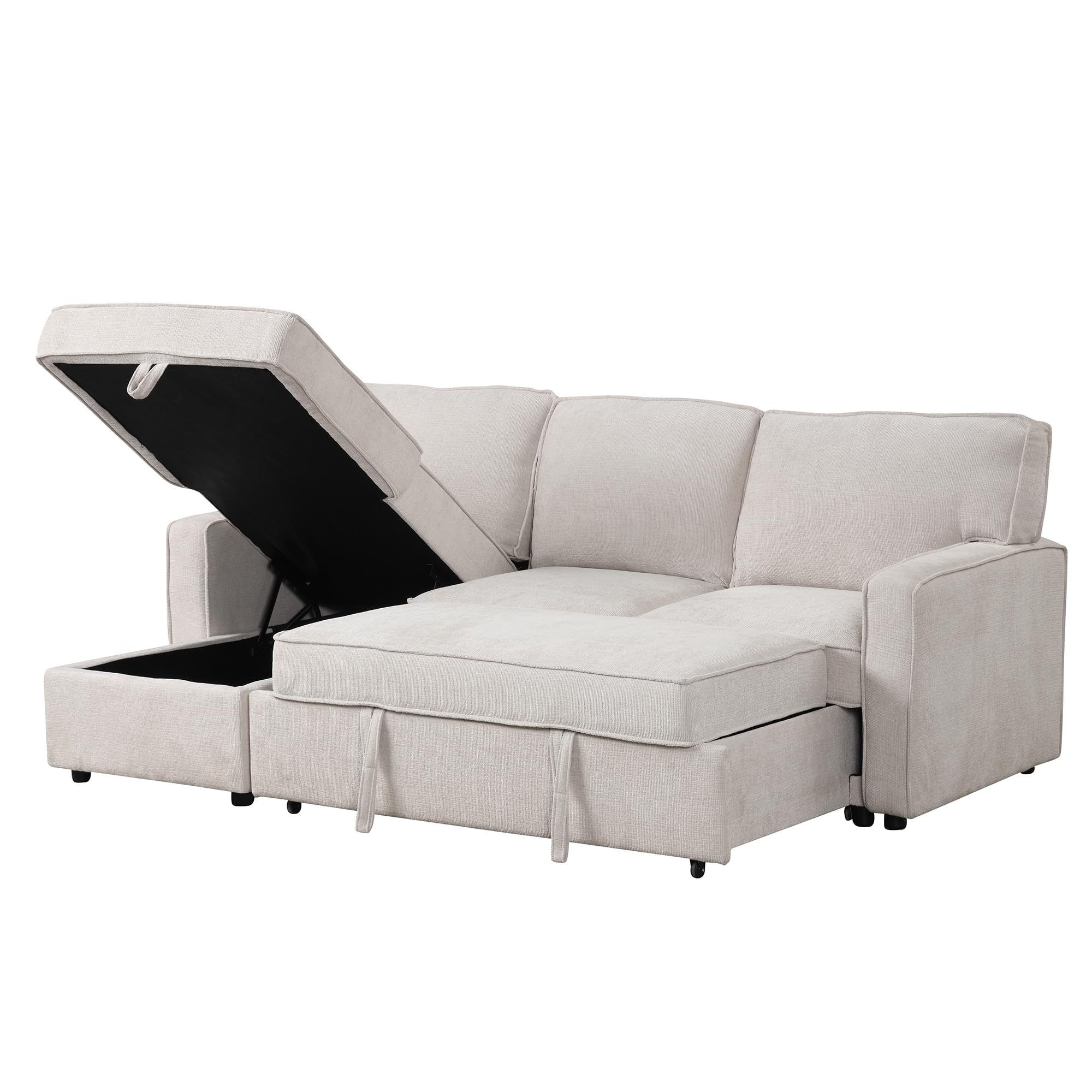 GYYBED Upholstery Sleeper Sectional Sofa with Storage Space, USB Port, 2 Cup Holders on Back Cushions sectional Sofa Couch couches for Living Room Modular sectional Sofa