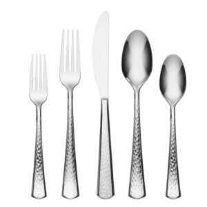 oneida etta piece everyday flatware set, 20 count, metallic