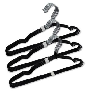 stainless steel immersion rubber process hangers 12 pack, heavy duty black hangers for coats, pants & dress clothes, non slip clothes hanger set, space saving ultra thin hangers for clothing