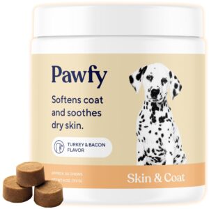 pawfy dog allergy relief chews | advanced dog licking paws treatment | allergy medicine for dogs & itching skin relief | immune support & coat defense | 30 tasty supplements (bacon)