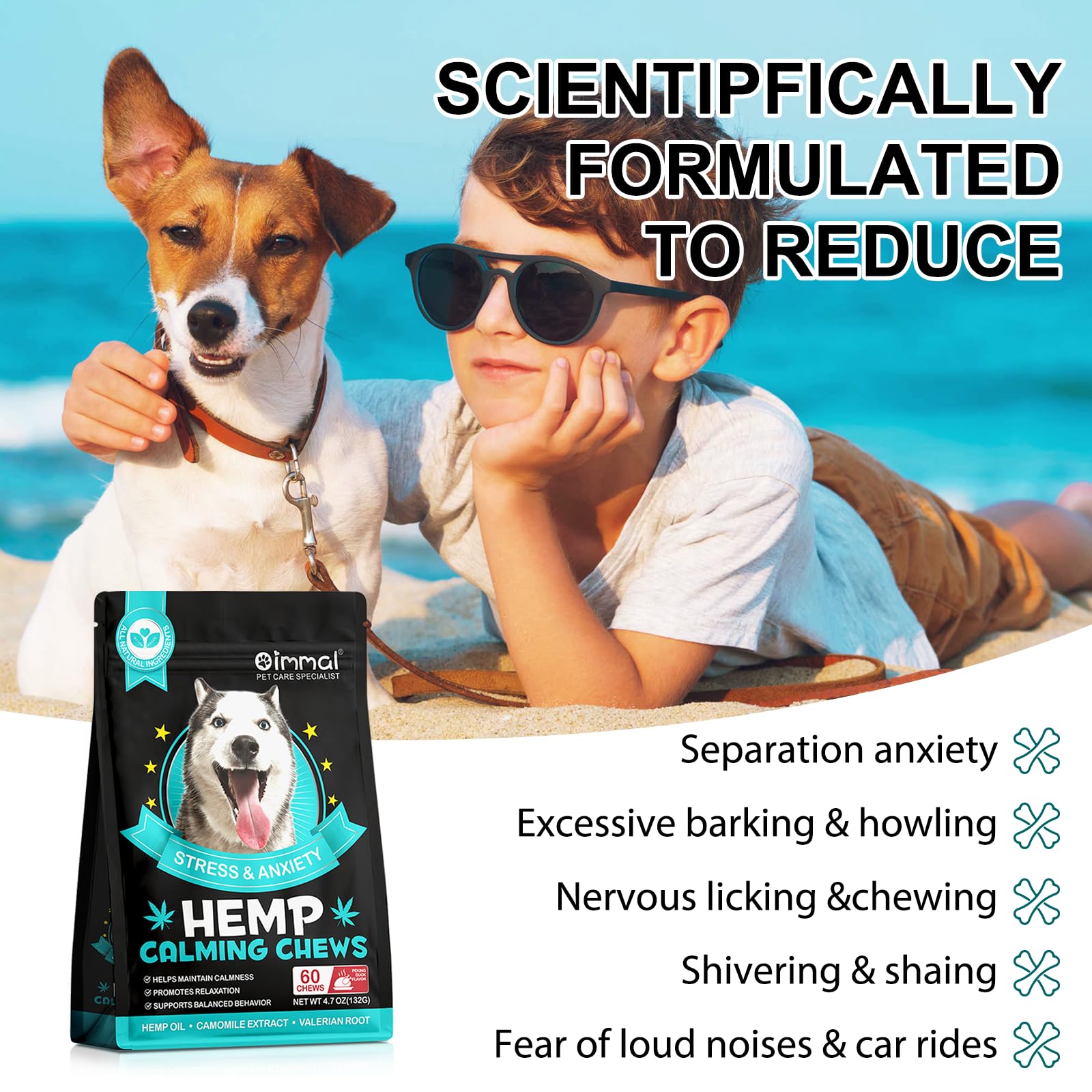 Dvoevivh Calming Chews for Dogs, Dog Calming Treats Anxiety Relief Natural Soothing Supplement, Dog Stress & Dog Anxiousness - Helps Aid with Thunder, Fireworks, Chewing & Barking