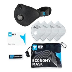 rz mask m2 economy pack - reusable dust mask for woodworking, home improvement, diy, landscaping, pollution - large - black