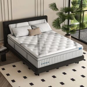 king mattress, lechepus 14 inch plush memory foam hybrid mattress for pressure relief, 7-zone individual pocket springs mattress, king size mattress in box, certipur-us certified king bed, 76"x80"x14"