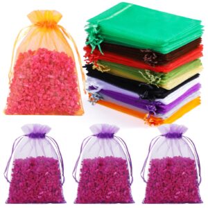 hopttreely 50pcs sheer organza bags, wedding favor bags with drawstring, 4x6 inches jewelry gift bags for party, jewelry, festival, makeup (mixed color)