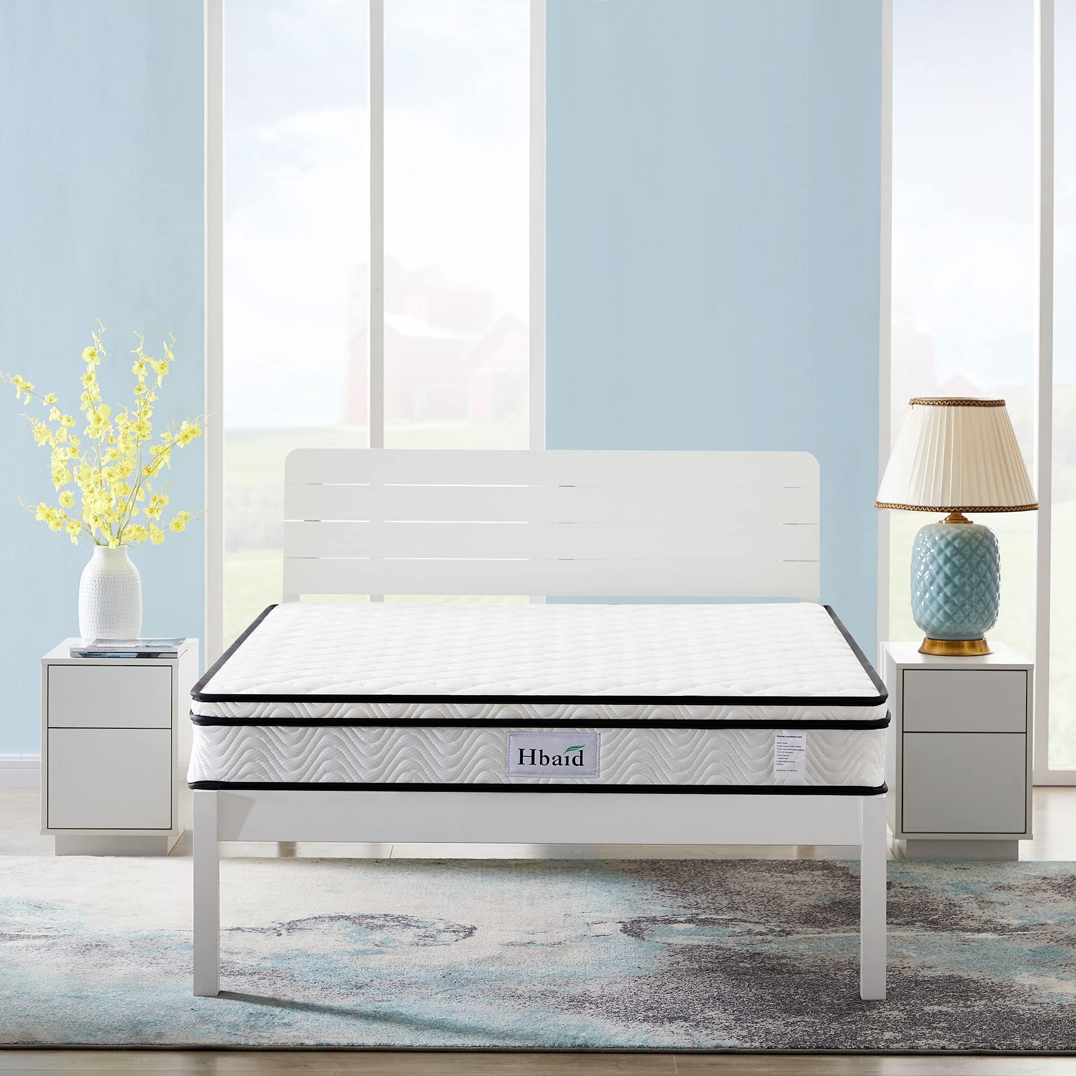 Hbaid 10 Inch Hybrid Mattress with Gel Memory Foam,Motion Isolation Individually Wrapped Pocket Coils, Pressure Relief,Back Pain Relief& Cooling Bed, Twin Size