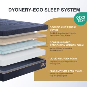 Dyonery Twin XL 12 Inch Memory Foam Mattress in a Box, Cooling Knit Fabric Cover, Made in USA, CertiPUR-US Certified, Ventilated Copper AeroFusion Memory Foam, Fiberglass Free Gel Mattress, 80”x38”