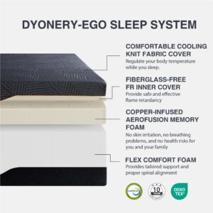 Dyonery King 14 Inch Memory Foam Mattress in a Box, Cooling Knit Fabric Cover, Copper Memory Foam, Made in USA, CertiPUR-US Certified, Firm Fiberglass Free Mattress, 76”x80”, Black