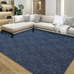 ROYHOME Area Rug 5x7 Modern Solid Textured Machine Washable Rug Contemporary Yarn Dyed Jacquard Farmhouse Carpet Rug Stain Resistant Non-Slip Accent Rug for Living Room Dining Table, Navy