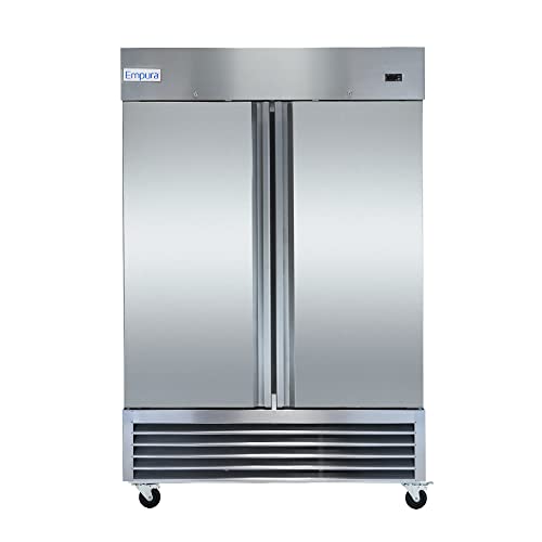 Empura 54" Reach-In Freezer with Two-Swing Solid Door | Merchandiser Frozen Display Refrigeration for Convinience Grocery Store Buffet | 42 Cu. Ft. | 53.9"W x 32.7"D x 82.3"H, Stainless Steel, 115v