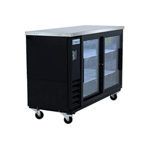 Empura 61" Back Bar Cooler Cabinet with 2 Sliding Glass Doors | Commercial Refrigerator Fridge Beer Soda | 324 12-oz Bottles Capacity, 61.1”W x 24.4”D x 41.7”H, Stainless Steel Countertop, Black, 115v