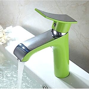 NANZU Kitchen & Bath Fixtures Taps Faucet,Baked Green Paint Hot and Cold Water Basin Faucet Short Paragraph Above Counter Basin Faucet