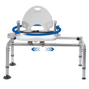 restisland heavy duty sliding transfer bench with swivel seat, rotating sliding shower chair and bath safety seat with non-slip suction cup