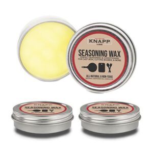 knapp made cast iron seasoning wax and carbon steel seasoning wax - 2 oz unique blend of natural oils and beeswax - restore cast iron, steel, cutting board, kitchenware seasoning wax (2 pack)