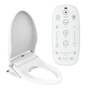 smart bidet toilet seat with heated seat, electronic bidet seat with wireless remote/side panel/various washing settings/warm water/air dryer and nightlight