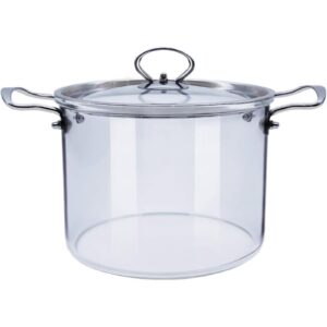 hgjgwqh clear glass pot for cooking large glass saucepan with cover on stove big glass simmer pot with stainless steel handle stovetop cooking pot glass cookware pot for home kitchen restaurant,4.5l