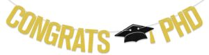 congrats phd banner,graduation themed class of 2024 congrats doctor decorations，we are so proud of you，congratulations phd college graduation party supplies black gold