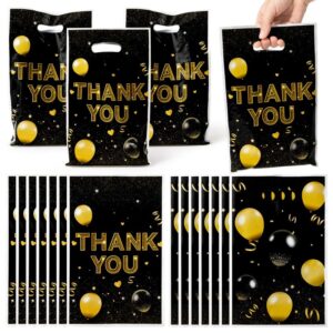 angolio birthday treat party bags - 50pcs black and gold party favors bags print easter black gold balloon with handles plastic gifts bags thank you birthday snack bags happy party favor supplies