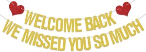 welcome back we missed you so much banner, welcome back family party decor, welcome home we will miss you banner decorations, missed you so much banner party supplies gold red