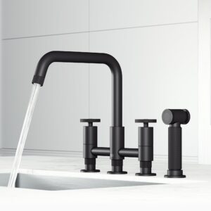 VIGO 10" W x 12" H x 11" D Cass Two-Handles Pull Out Kitchen Faucet in Matte Black - VG02051MB