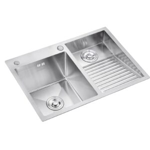 koygimndr stainless steel laundry tub balcony household wash basin with washboard kitchen sinks bathtub single bowl easy to clean double sink laundry pool (color : left, size : 60x48cm)