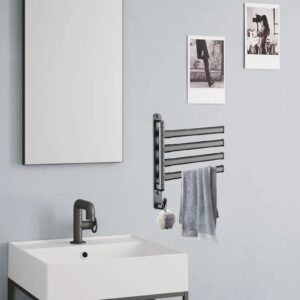 DUDOK Swivel Bathroom Towel Rack, Carbon Steel Towel Rack, Wall Mounted Towel Holder, Bath Towel Holder for Bathroom Wall, Towel Hanger for Bathroom, Kitchen, Waterproof, Rustproof, Space Saving Wall