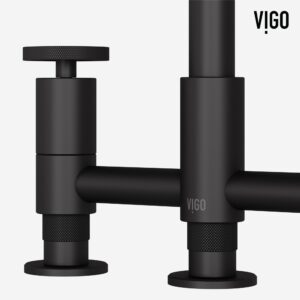 VIGO 10" W x 12" H x 11" D Cass Two-Handles Pull Out Kitchen Faucet in Matte Black - VG02051MB