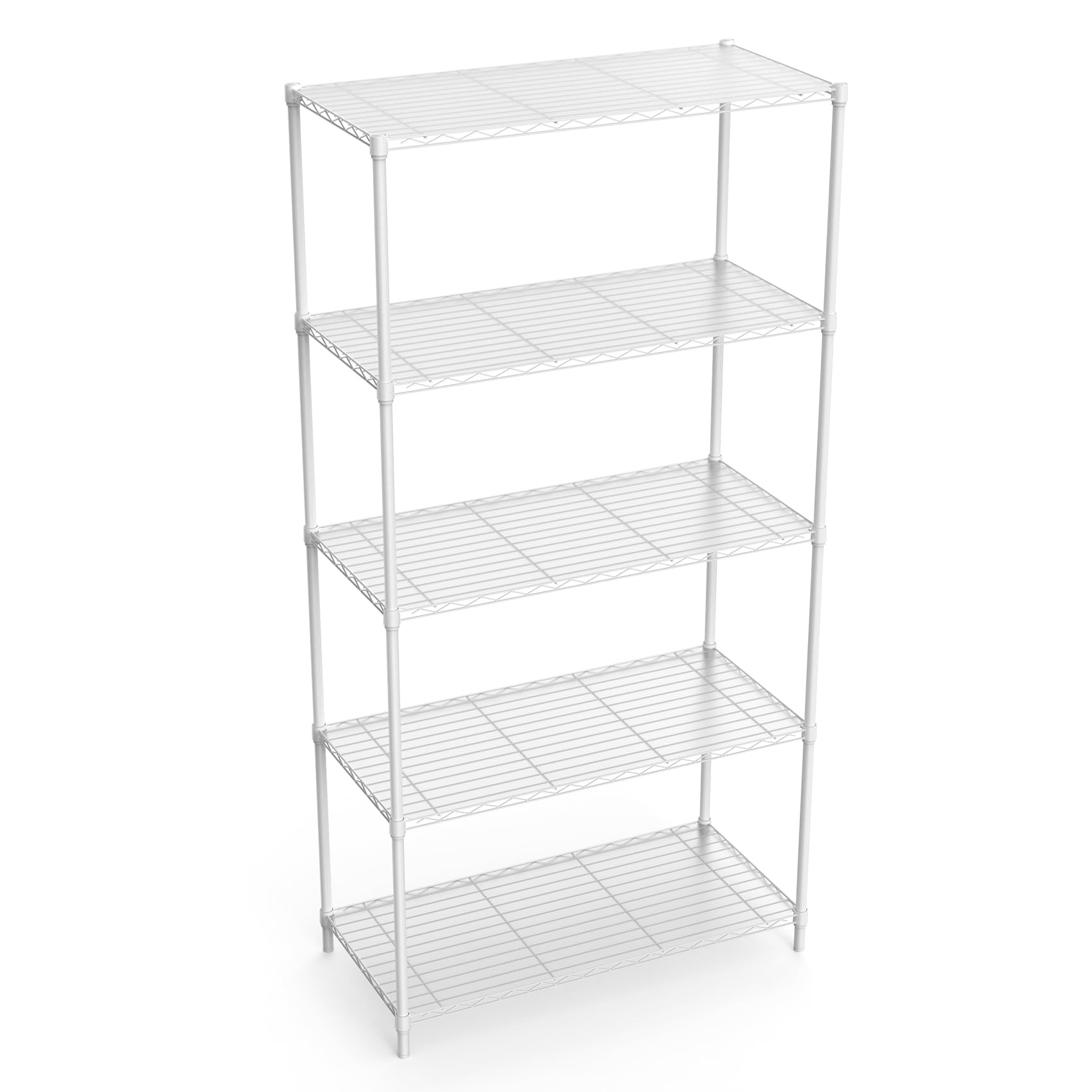 5 Tier NSF Metal Shelf Wire Shelving Unit, 1750lbs Capacity Heavy Duty Adjustable Storage Rack with Shelf Liners for Closet Kitchen Garage Basement Commercial Shelving, 72" H x 36" L x 16" D - White