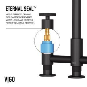 VIGO 10" W x 12" H x 11" D Cass Two-Handles Pull Out Kitchen Faucet in Matte Black - VG02051MB