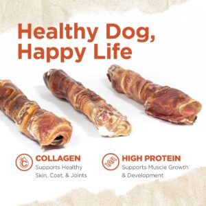 Natural Farm Power Beef Sticks Dog Chews (6”, 5-Pack), 2-in-1 Power Chews: Premium Beef Cheek Wrapped in Beef Esophagus for Double Chewing Time, Promotes Dental Health, Great for Medium Dogs