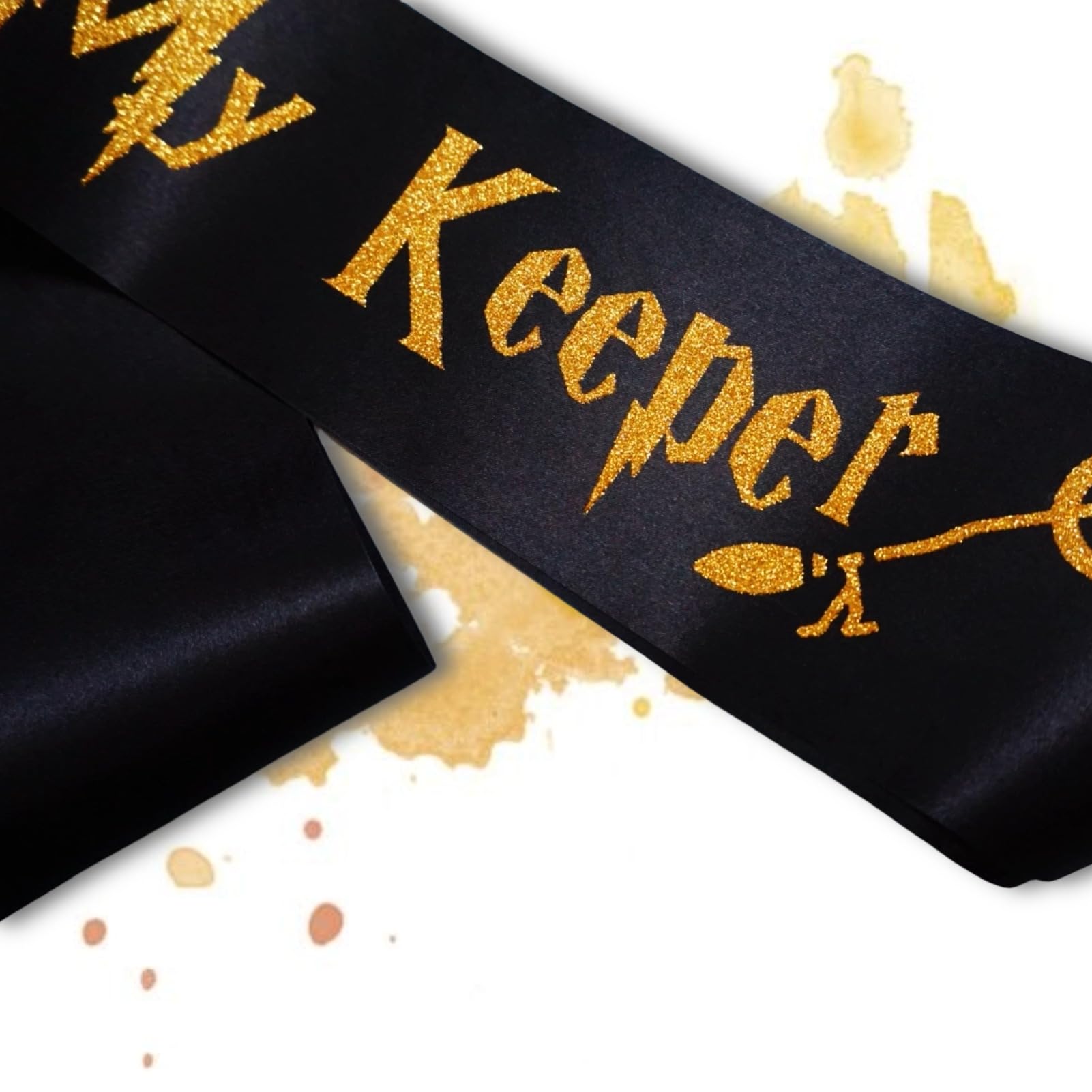 Decorit I Found My Keeper Sash, Bride to Be, for Engagement Bachelorette Bridal Shower, Muggle to Mrs Parry Hotter Themed Party Decorations and Supplies, Black and Gold Glitter