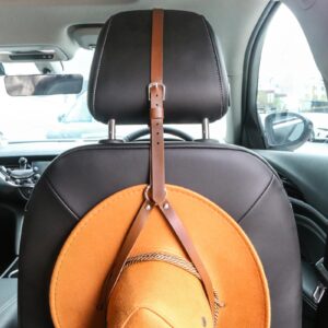 wuidail cowboy hat rack for your vehicle, cowboy hat holder for trucks, cowboy hat hanger keep your hat securely, hat hanger for truck headrest,brown