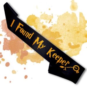 decorit i found my keeper sash, bride to be, for engagement bachelorette bridal shower, muggle to mrs parry hotter themed party decorations and supplies, black and gold glitter