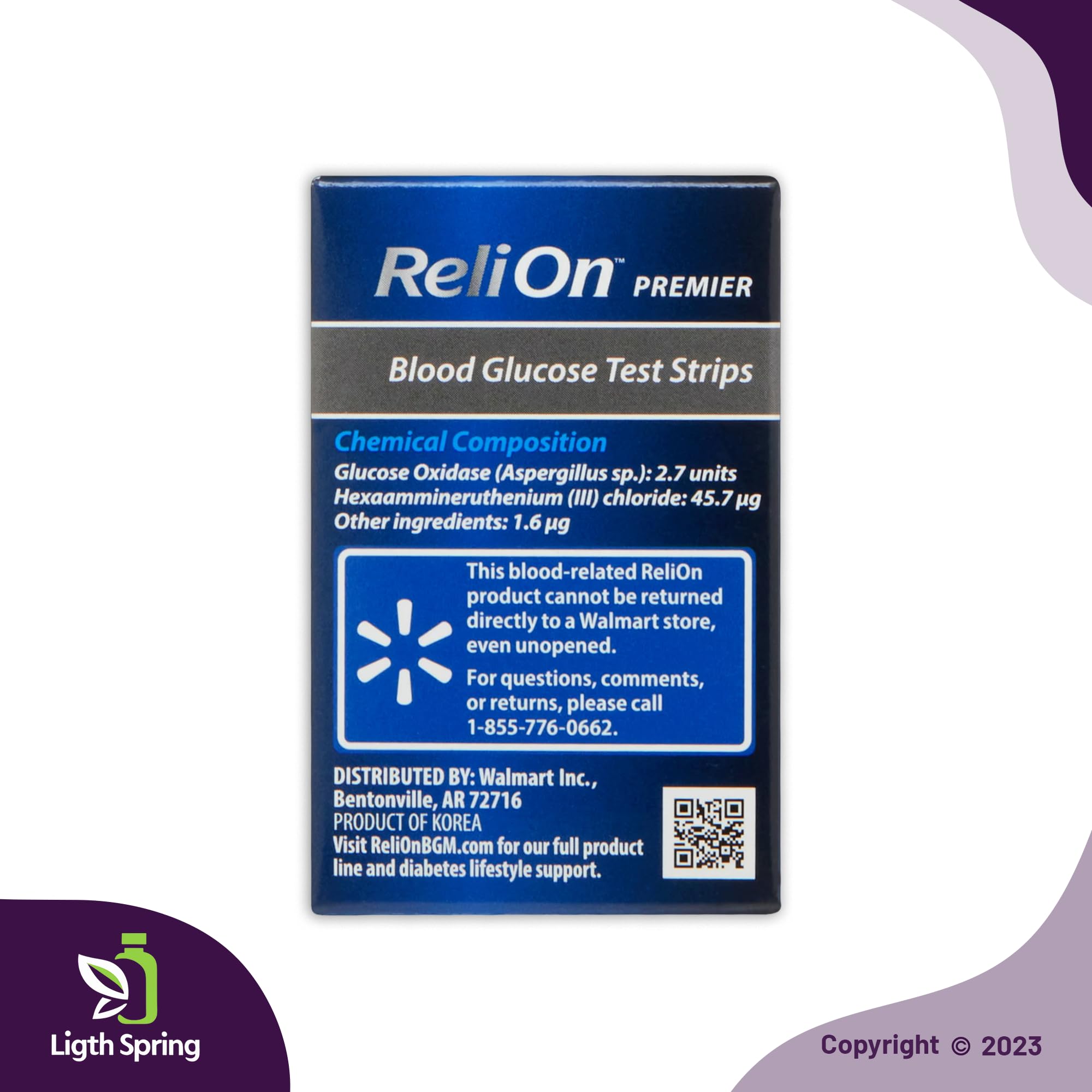 Relion Premier Blood Glucose Test Strips 50ct (2 Pack) Bundle with Exclusive Living Well with Diabetes: Your Health, Your Priority - Better Light&Spring Guide (3 Items)